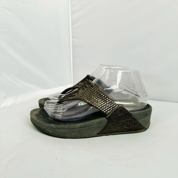 Fitflop | Shoes | Fitflop Brown Studded Leather Wedge Thong Sandals ...